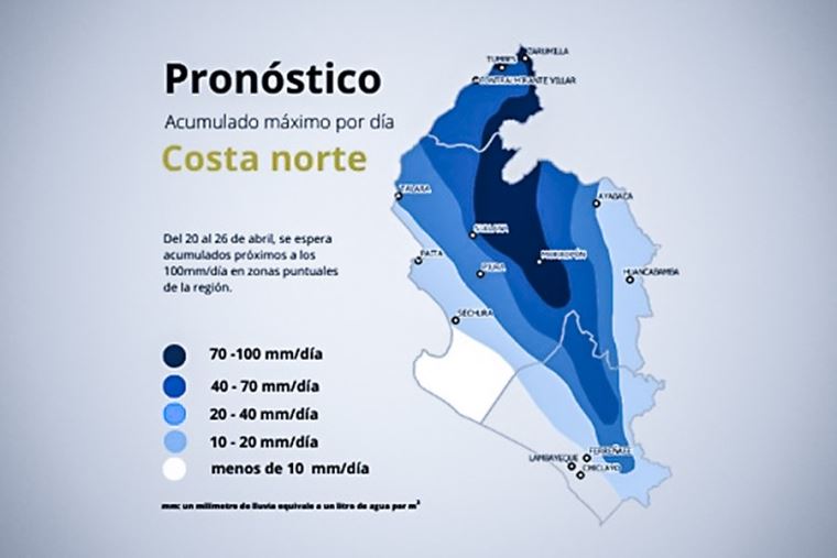 Lluvia de moderada a fuerte intensidad continuarán en la costa norte del país, según el Senamhi ...