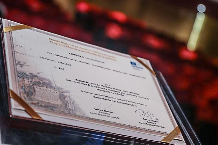 Unesco: acervo de El Peruano permite entender aspectos de la sociedad ...